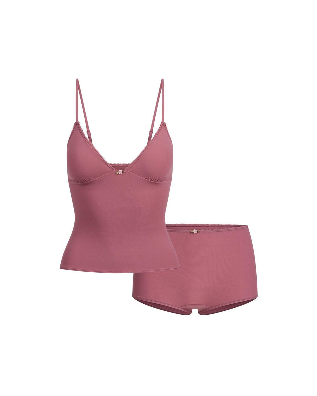 Skims Picot Cami Top And Boy Short Set in Purple | Lyst