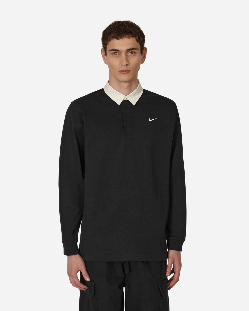 Nike Solo Swoosh Rugby Top Black for Men | Lyst