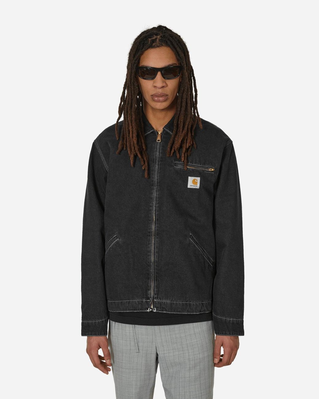 Carhartt Og Detroit Jacket Stone Washed in Black for Men | Lyst