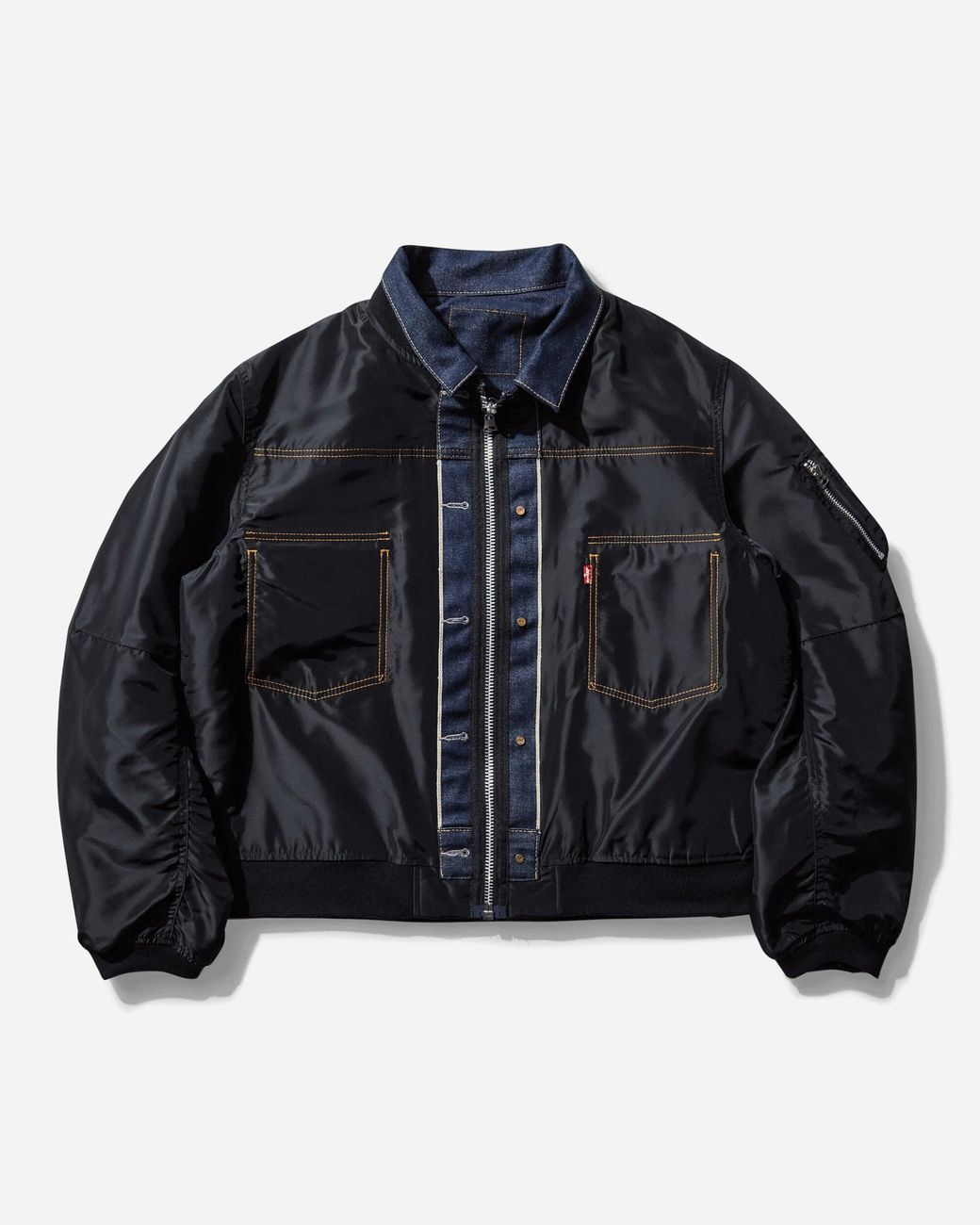 Levi's Men S Sacai Denim X Nylon Twill Reversible Bomber Jacket in Blue ...