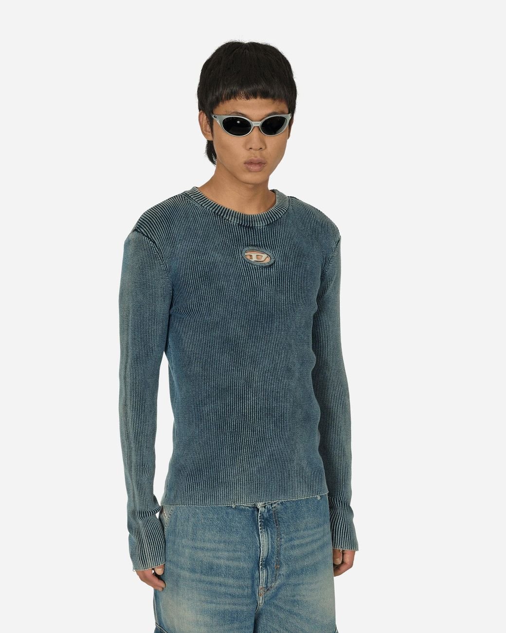 DIESEL Oval D Cut-Out Sweater in Blue for Men | Lyst