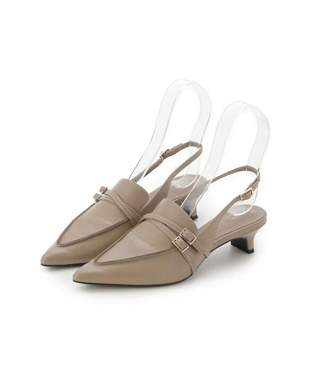 SNIDEL Low Heel Pointed Toe Slingback Pumps in White | Lyst