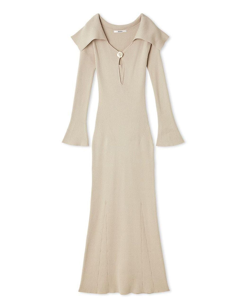 SNIDEL Sustainable Front Design Knit Dress in Brown | Lyst