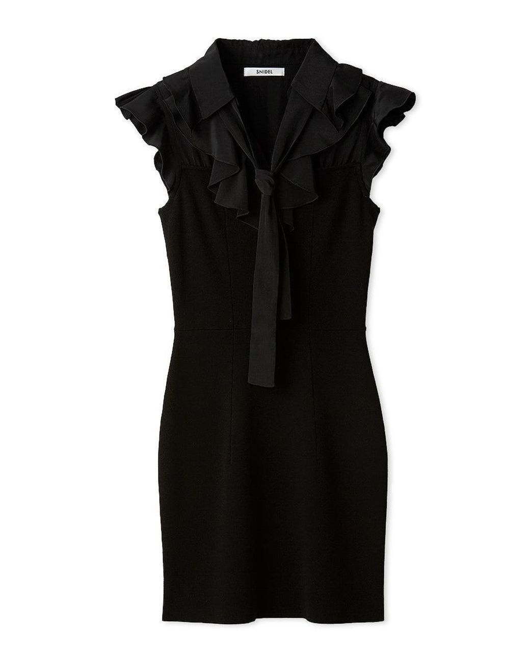 SNIDEL Sustainable Frill Collar Layered Mini Dress in Black | Lyst