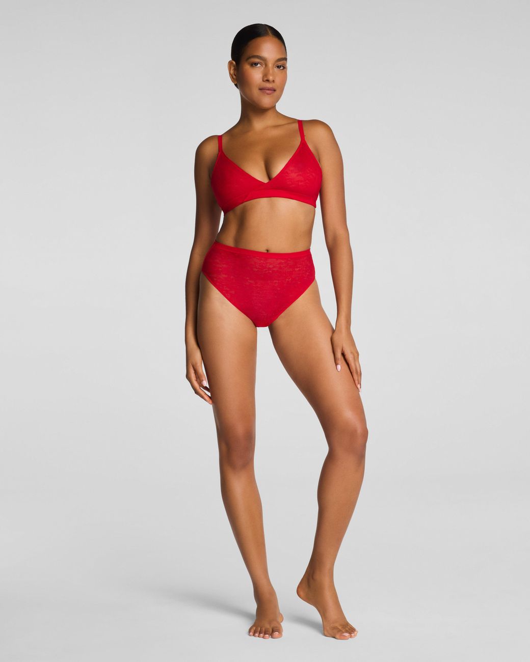 Spanx Supersmooth Day To Date Night Lace Hi-Leg Cotton Brief in Red | Lyst