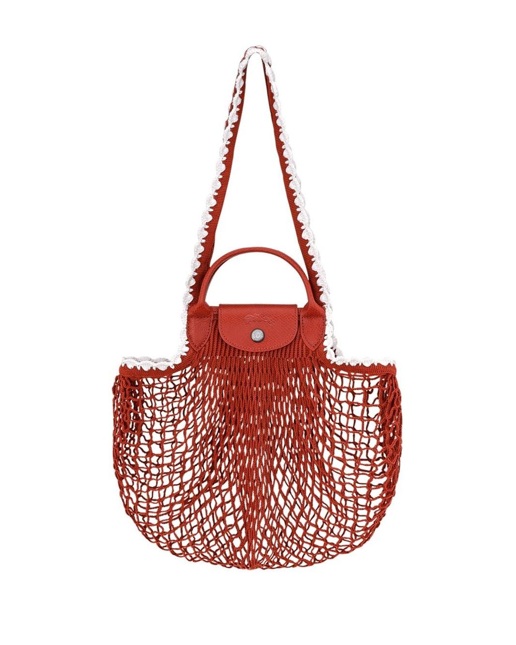 Longchamp 'Le Pliage Filet Crochet' Large Mesh Bag in Red | Lyst UK