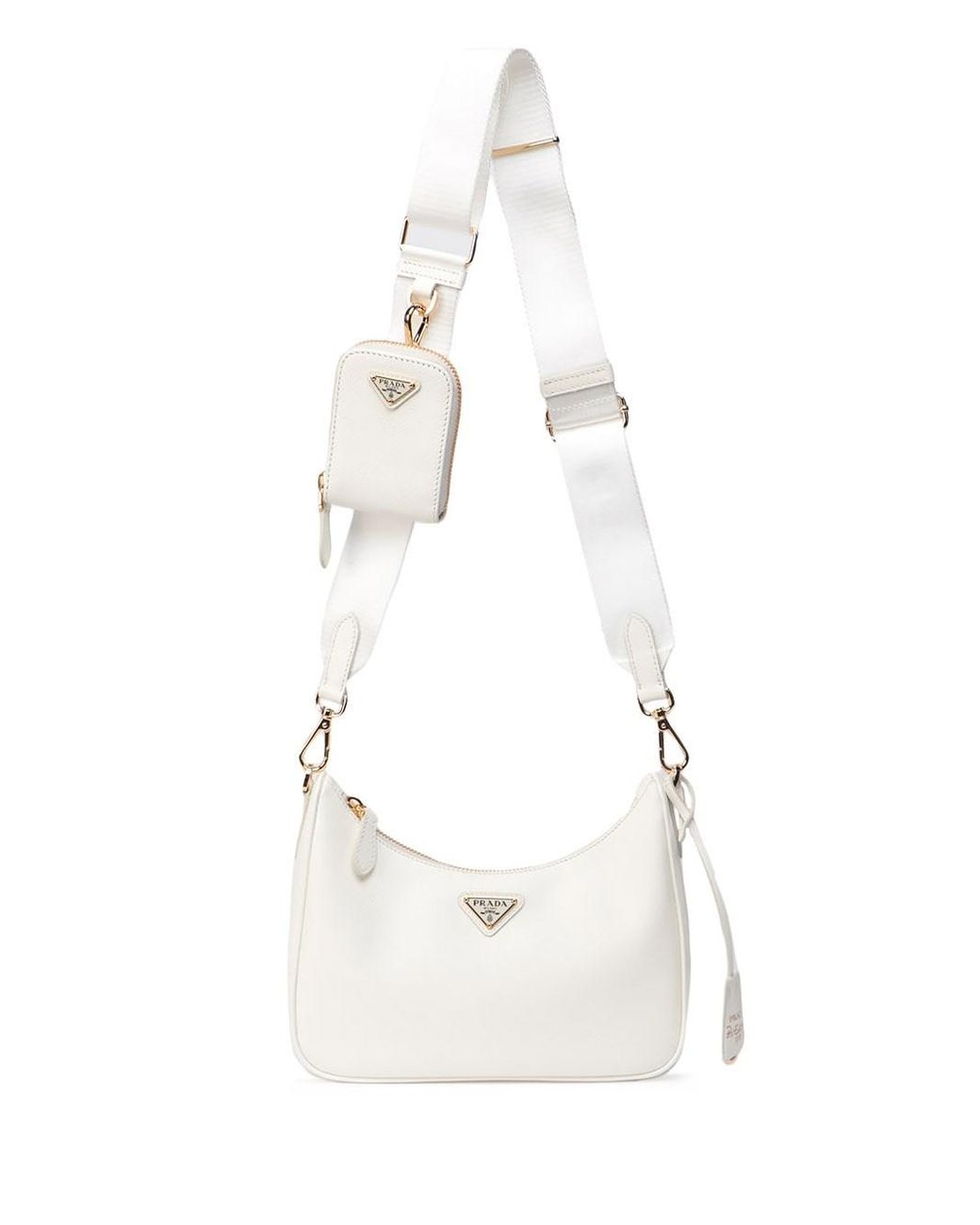Prada ` Re-edition 2005` Saffiano Leather Bag in White | Lyst