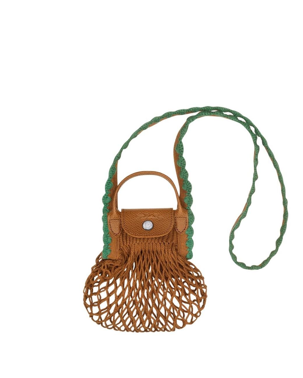 Longchamp 'Le Pliage Filet Crochet' Extra Small Mesh Bag in Metallic | Lyst