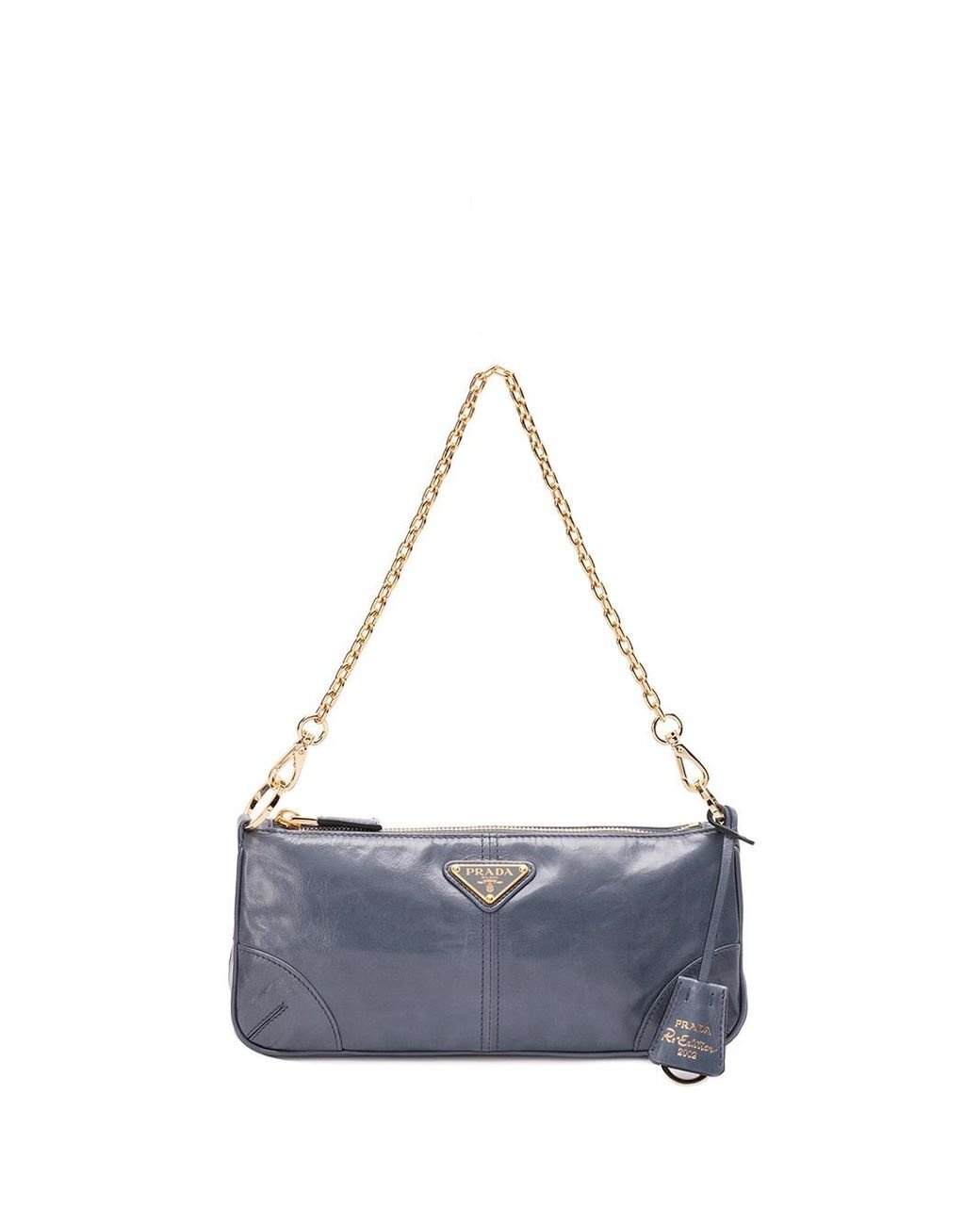 Prada Re-Edition 2002' Medium Leather Shoulder Bag in Blue | Lyst