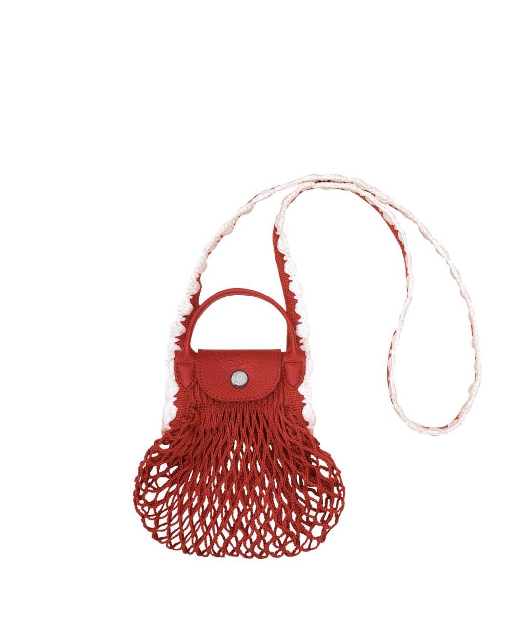 Longchamp 'Le Pliage Filet Crochet' Extra Small Mesh Bag in White | Lyst