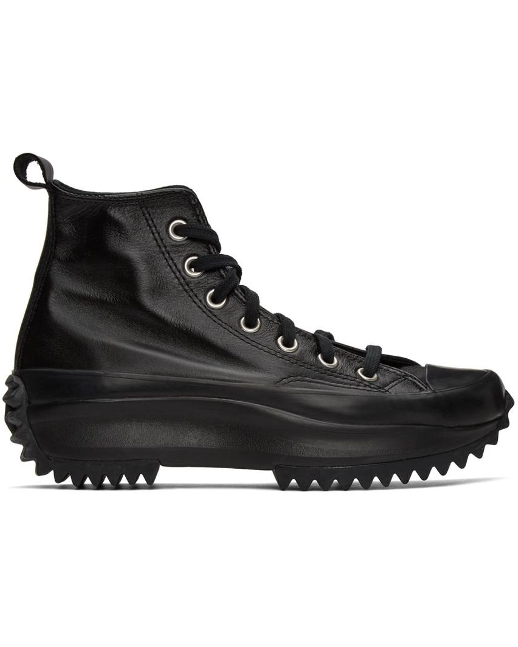 Converse Leather Run Star Hike High-top Sneakers in Black/Black (Black ...