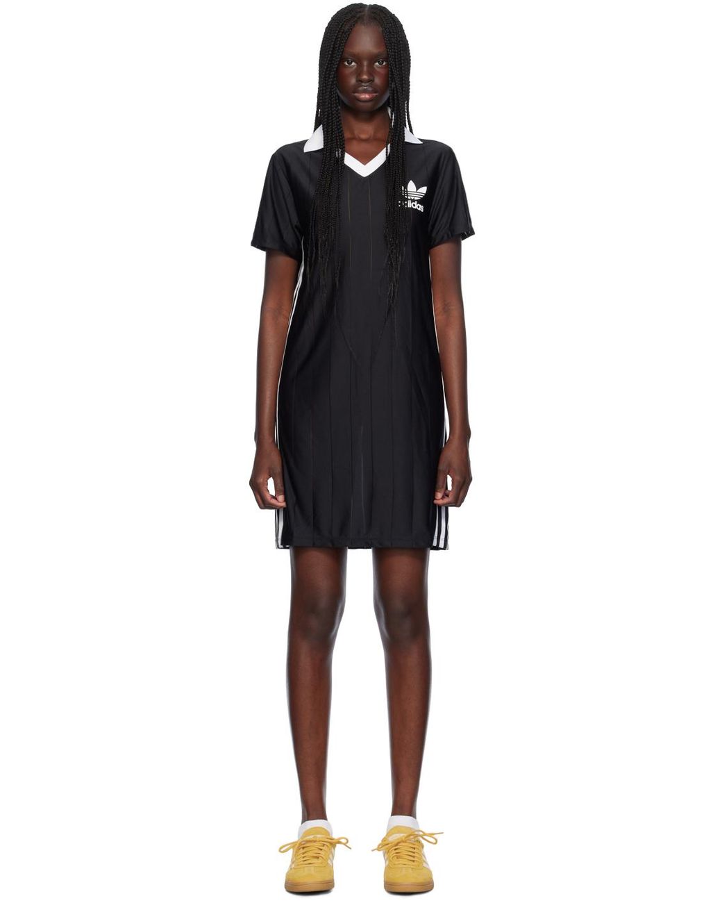 adidas Originals Adicolor 3-Stripes Pinstripe Dress in Black | Lyst