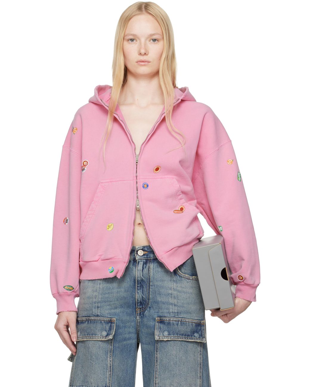Balenciaga Fruity Zip-Up Hoodie Regular Fit in Pink | Lyst