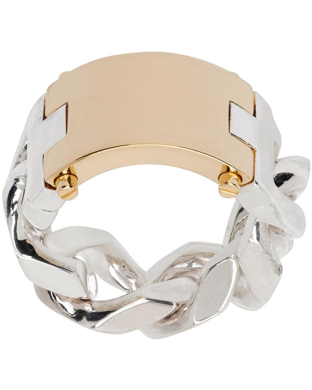 Bottega Veneta Curb Chain Ring in White for Men | Lyst