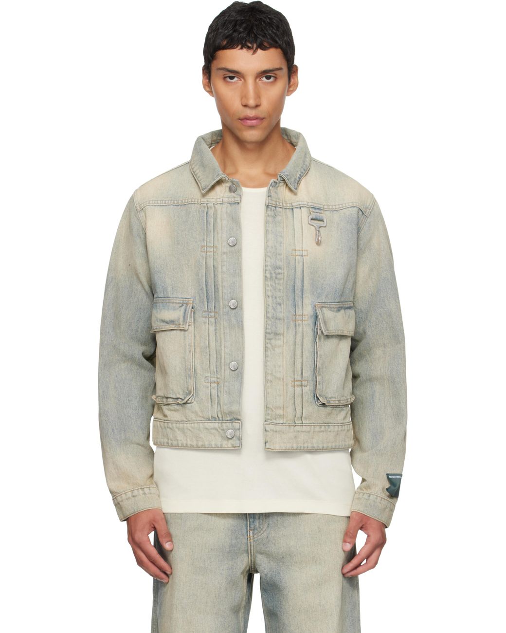 Reese Cooper Concealed Button Denim Trucker Jacket for Men | Lyst