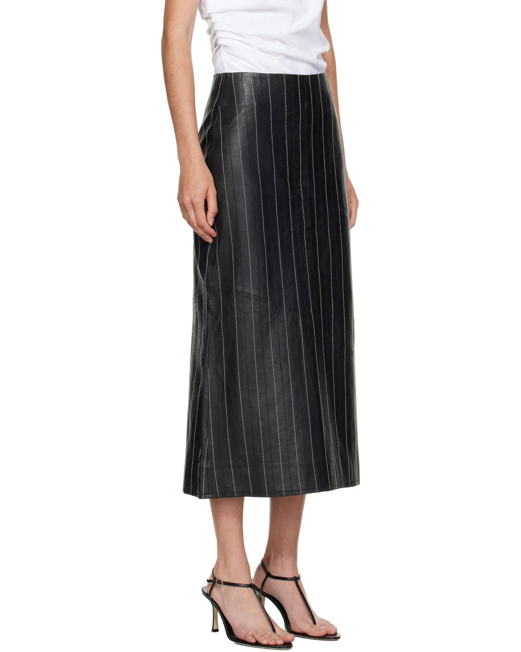 Victoria Beckham Kick Detail Leather Midi Skirt in Black | Lyst