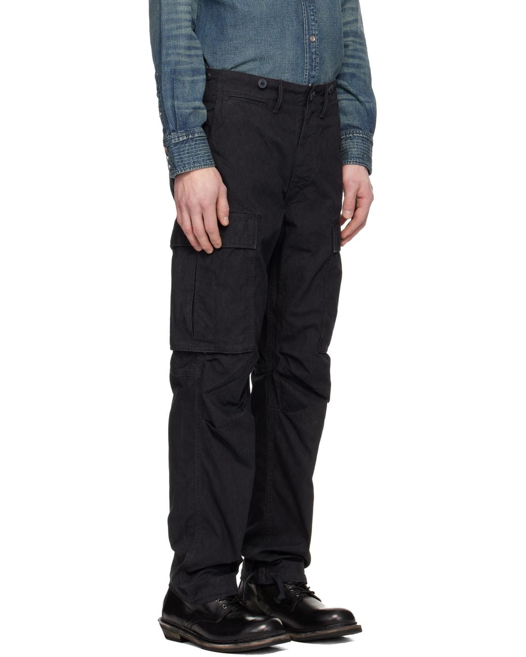 RRL Surplus Poplin Cargo Pants in Black for Men | Lyst