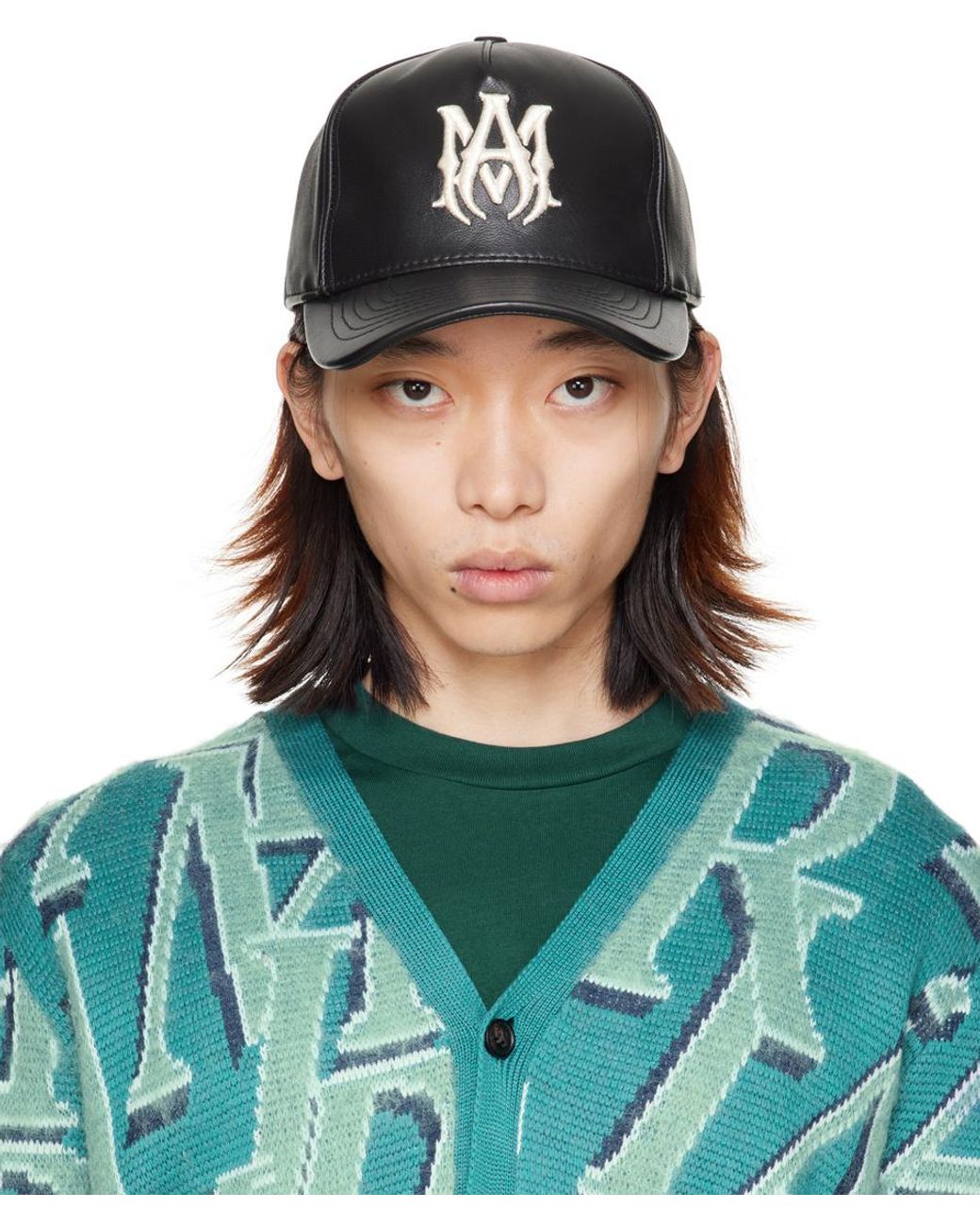 Amiri Ma Full Leather Cap in Green for Men | Lyst