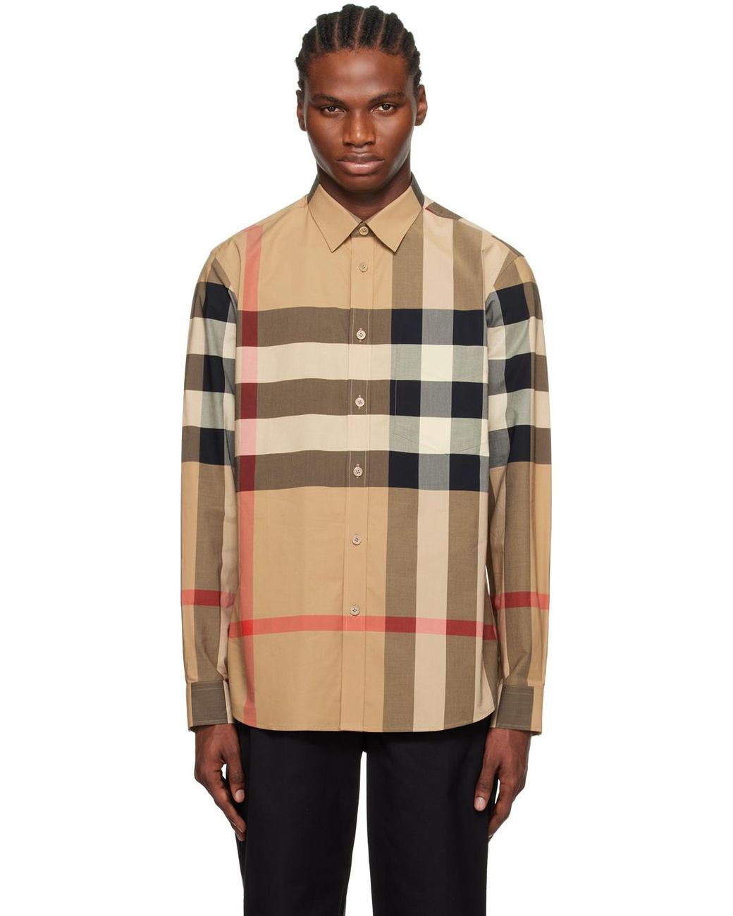 Burberry Beige Vintage Check Shirt in Black for Men | Lyst