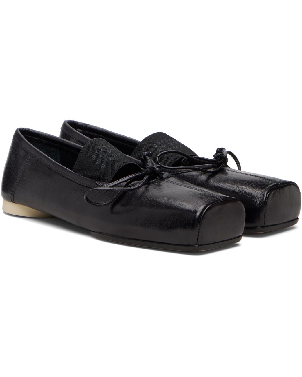 MM6 by Maison Margiela Numeric Square-Toe Ballerina Flats in Black | Lyst