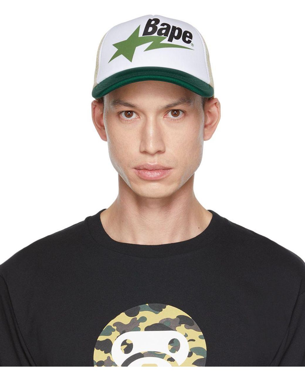 A Bathing Ape White Star Cap In Black For Men Lyst a-bathing-ape-white-star-cap-in-black-for-men-lyst
