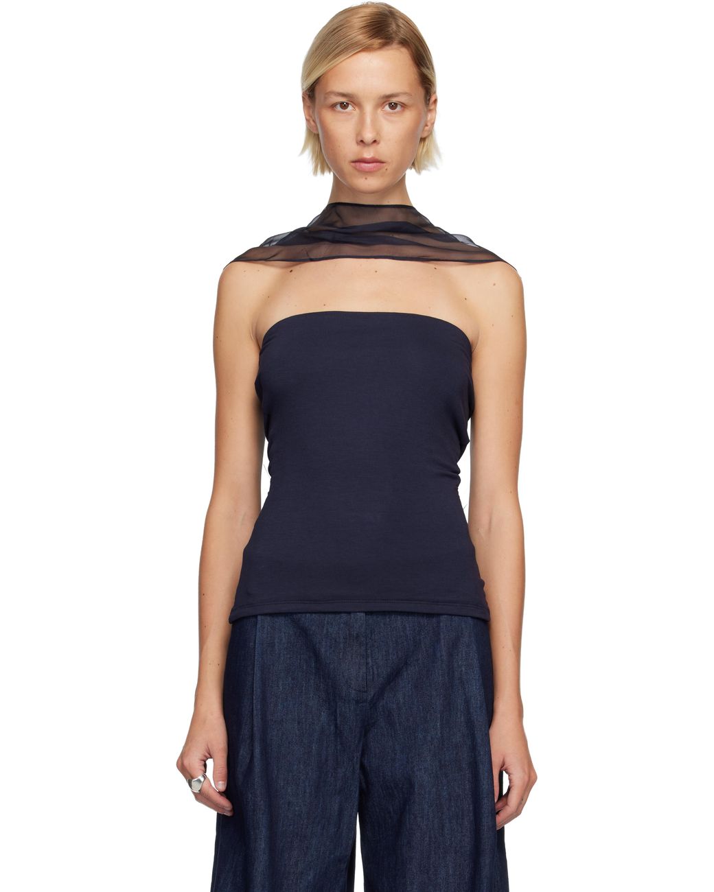 Belle Anna Shadow Tube Top in Blue | Lyst UK