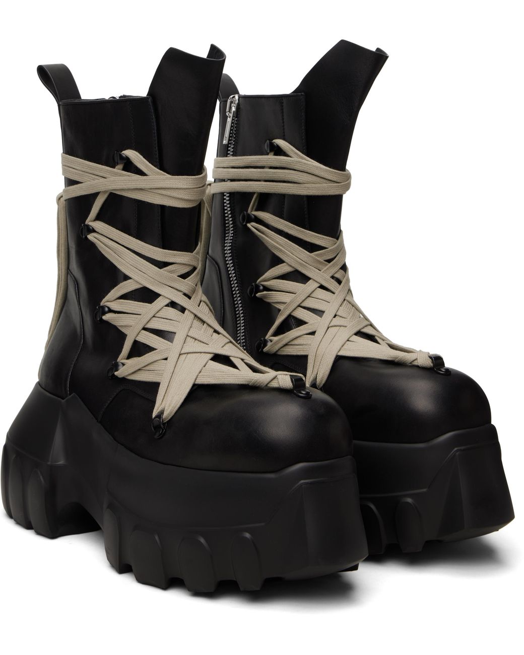Rick Owens Temple Megalaced Mega Tractor Boots in Black for Men | Lyst UK