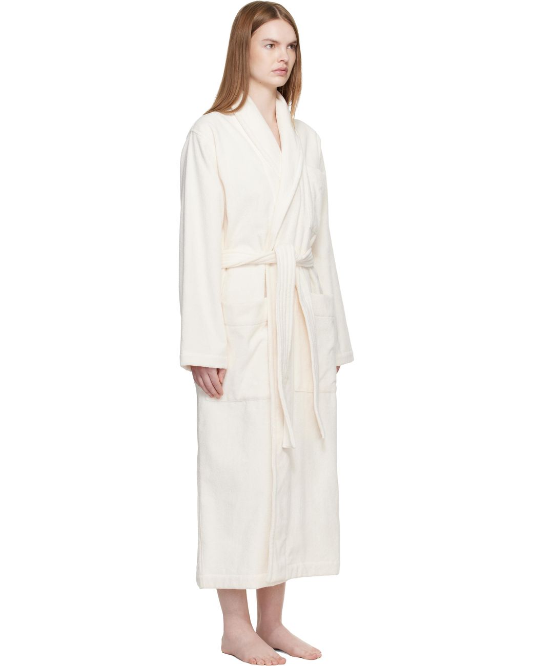 Tekla Off Terry Classic Bathrobe in White | Lyst UK