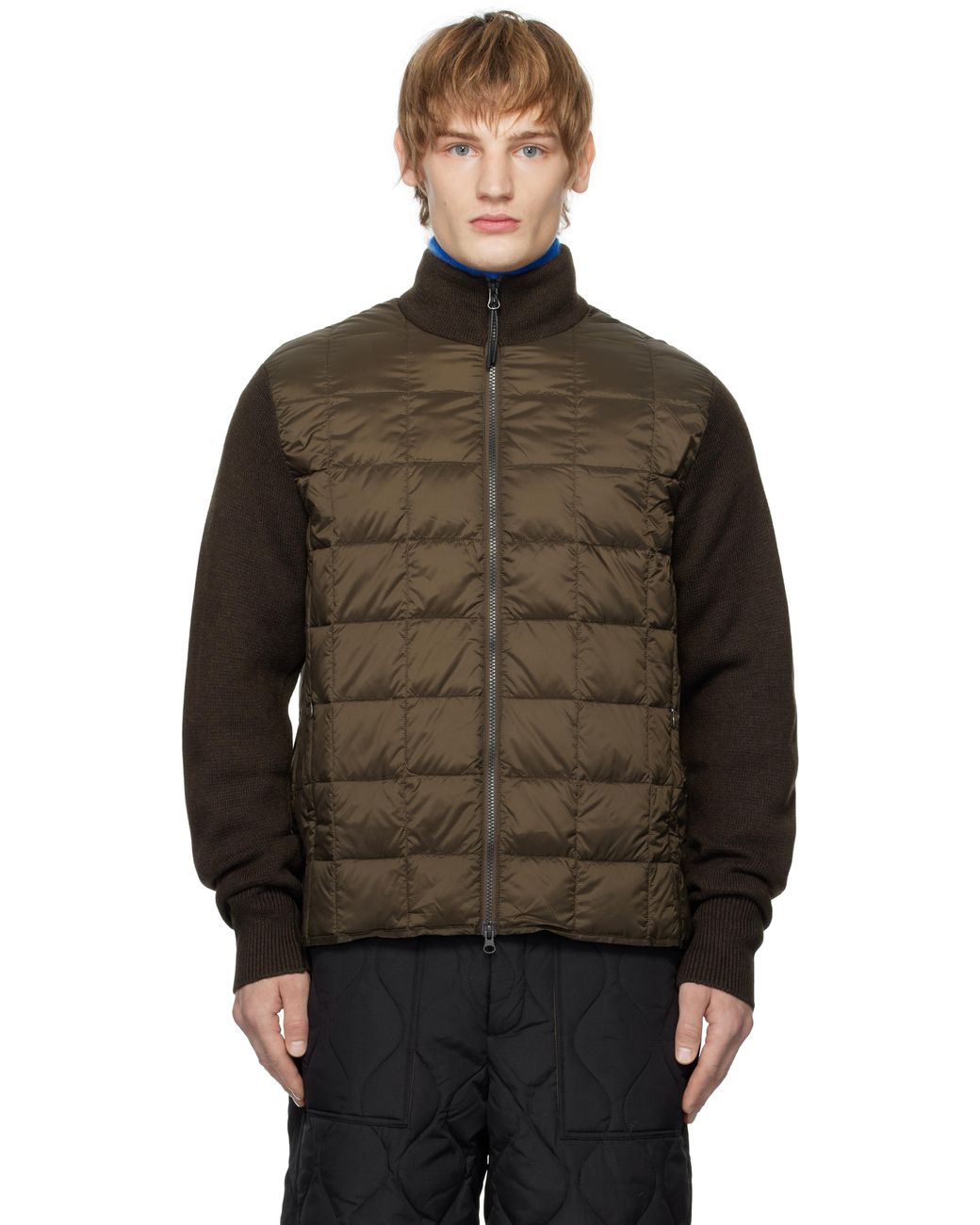 Taion Hi Neck Knit Down Jacket in Black for Men | Lyst UK