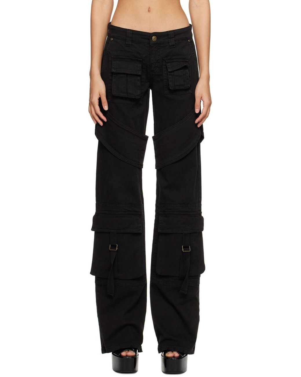 Blumarine Black Denim Cargo Pants | Lyst