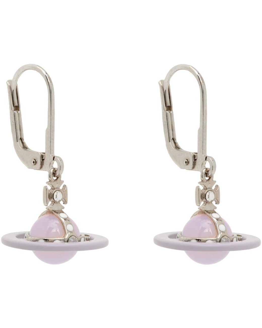 Vivienne Westwood Silver Pink Petite Original Orb Earrings in Black Lyst UK