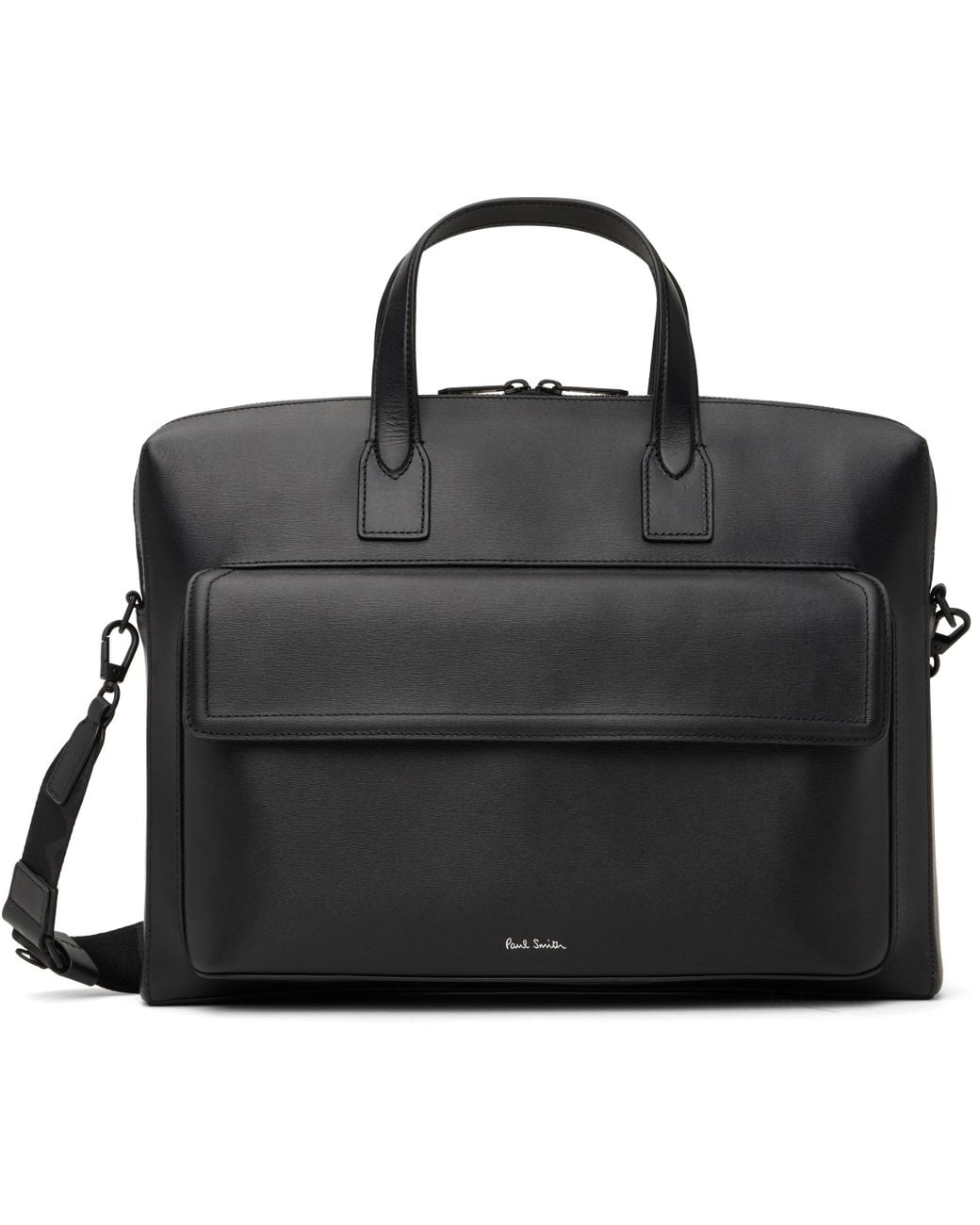 Paul Smith Straw-Grain Embossed Leather Folio Briefcase in Black for ...