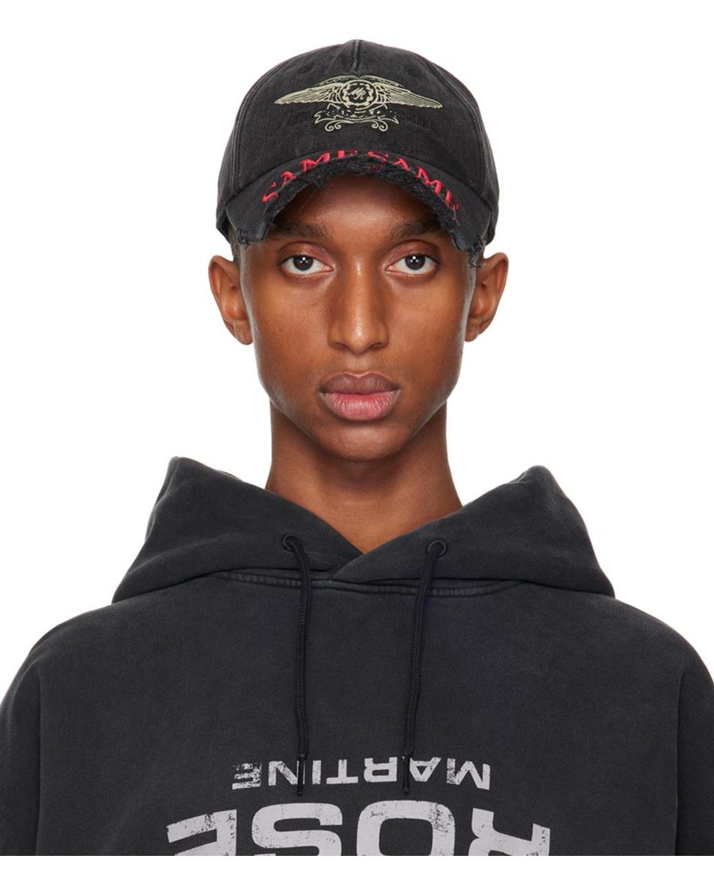 Martine Rose Cut Peak Back Cap in Black for Men | Lyst UK