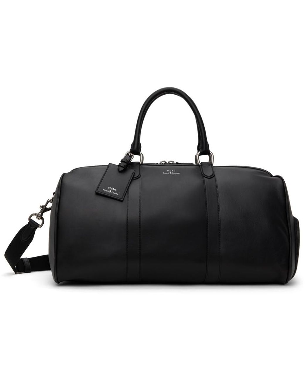 Polo Ralph Lauren Smooth Leather Duffle Bag In Black For Men Lyst