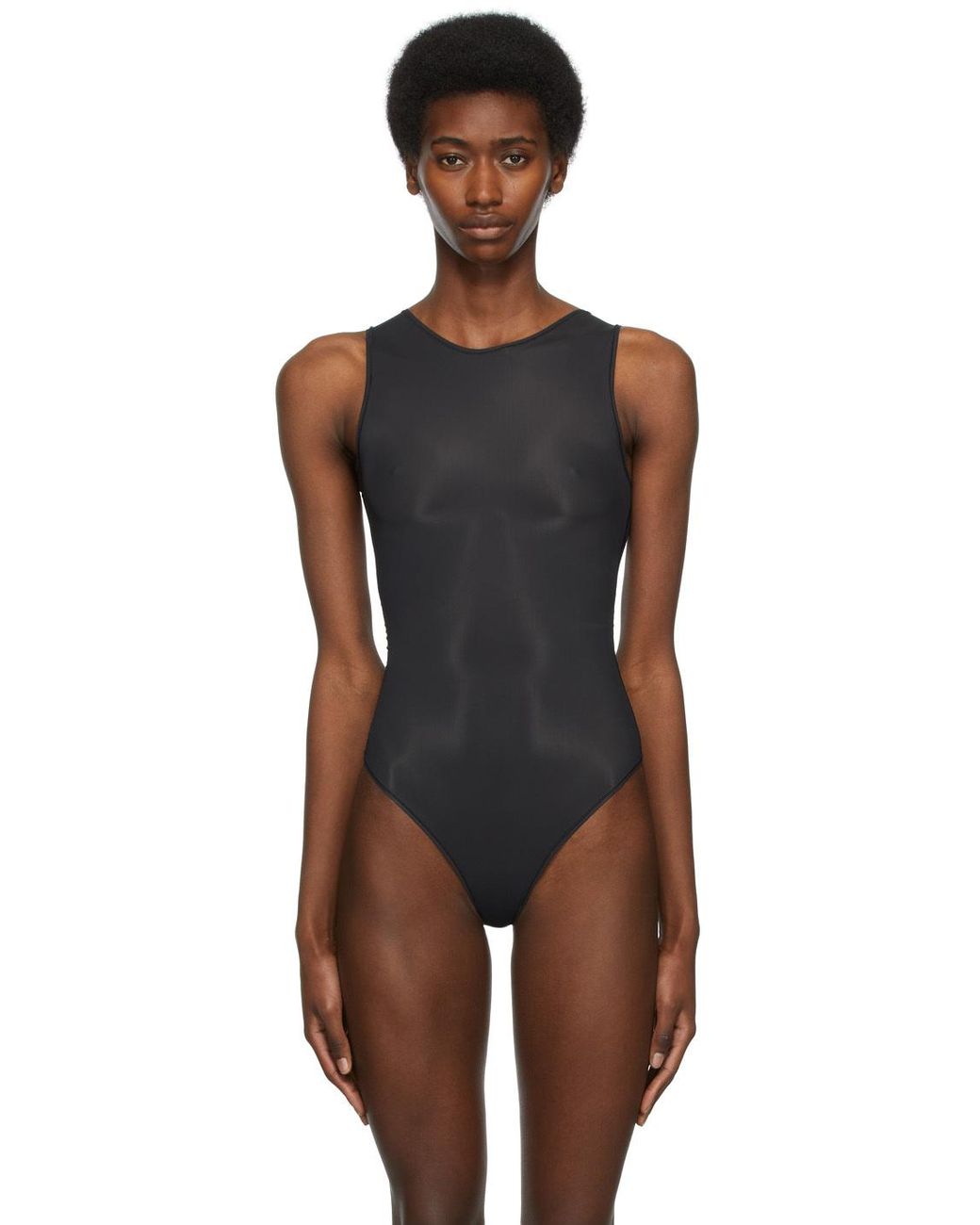 Skims Jelly Sheer Crewneck Bodysuit In Black Lyst