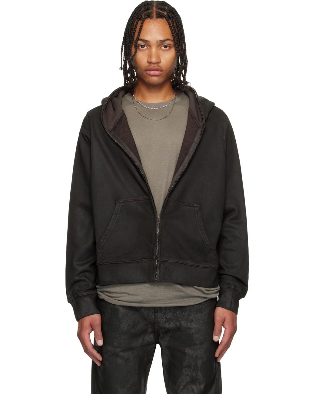 Det Blev Sent Waxed Zip Hoodie in Black for Men | Lyst