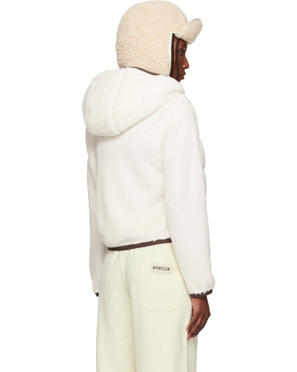 Moncler Off- Padded Polartec Zip-Up Down Jacket in White | Lyst