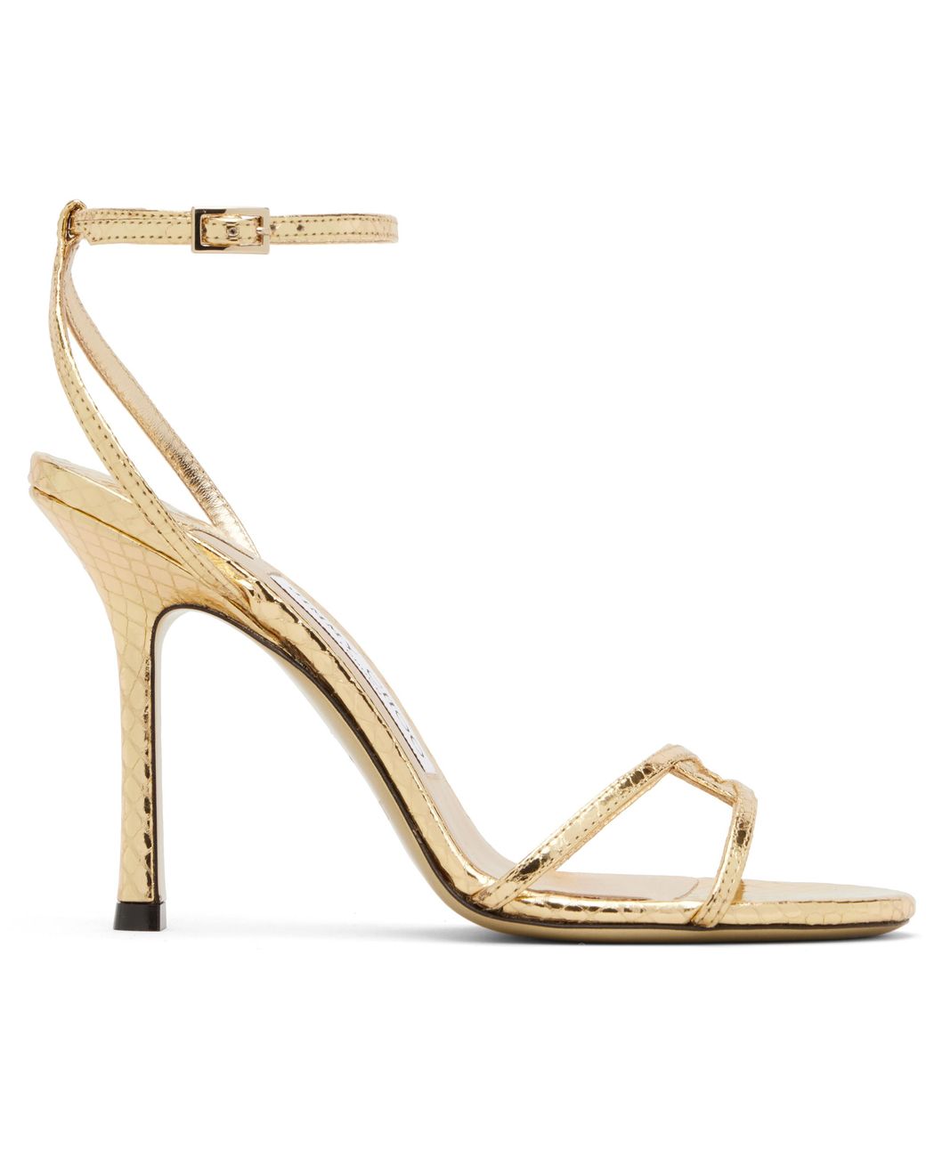 Jimmy Choo Leo 100 Candy Wrap Heeled Sandals in Metallic | Lyst