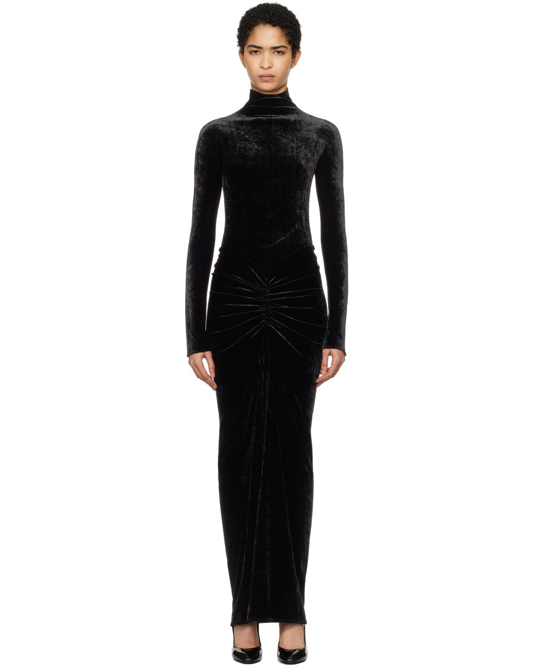 Alaïa Draped Maxi Dress in Black | Lyst
