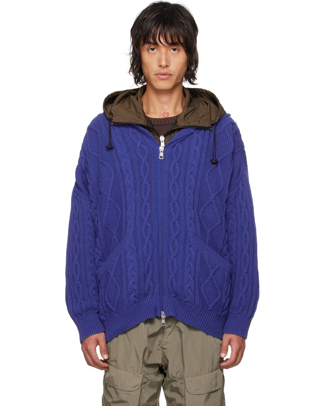 Robyn Lynch Oversized Cable-Knit Hoodie in Blue for Men | Lyst