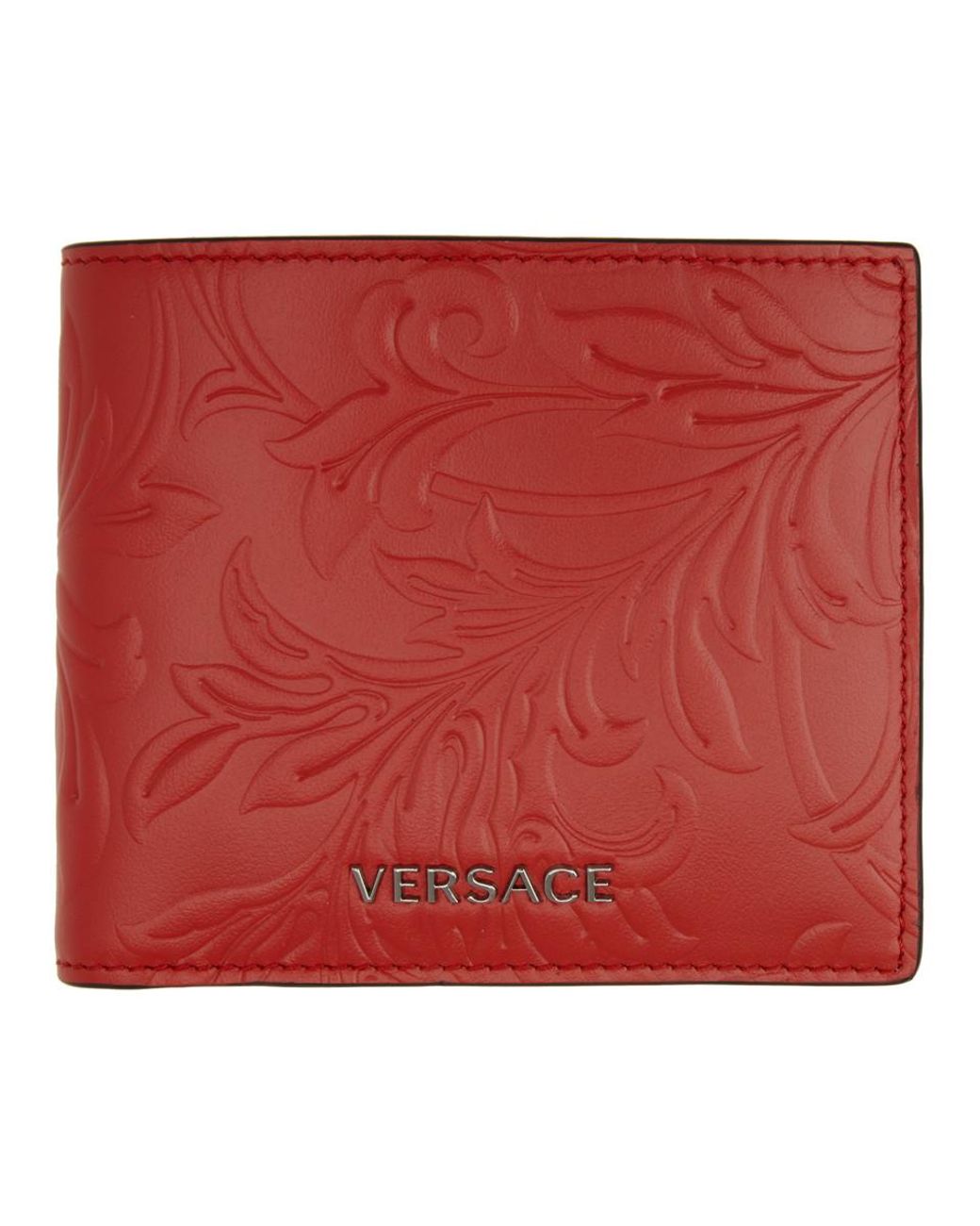 Versace Red Embossed Barocco Bifold Wallet for Men | Lyst