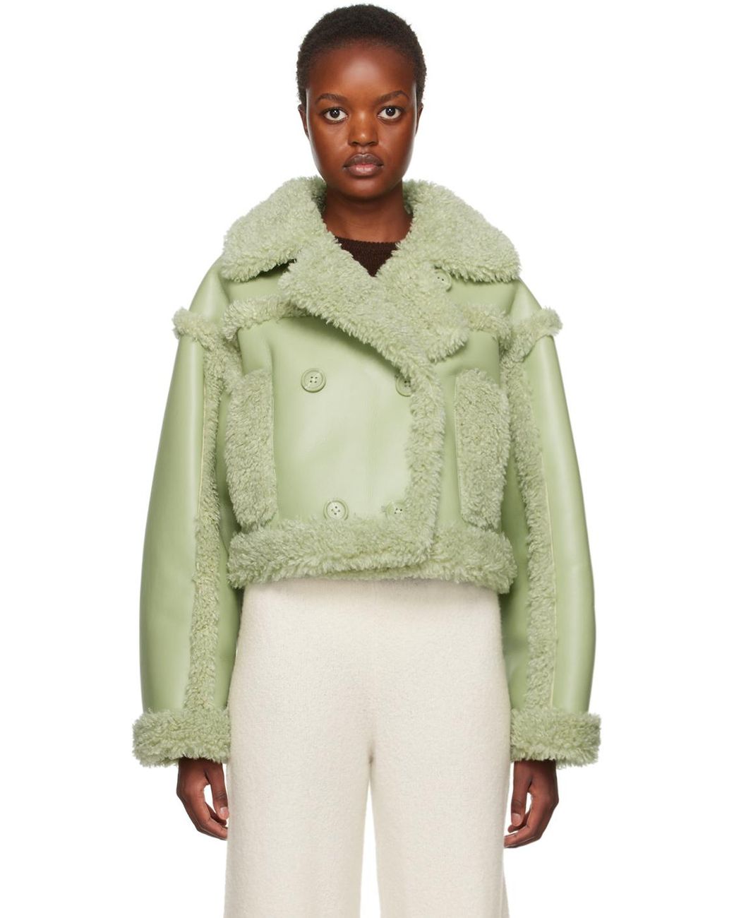 Stand Studio Green Kristy Faux-shearling Jacket | Lyst UK
