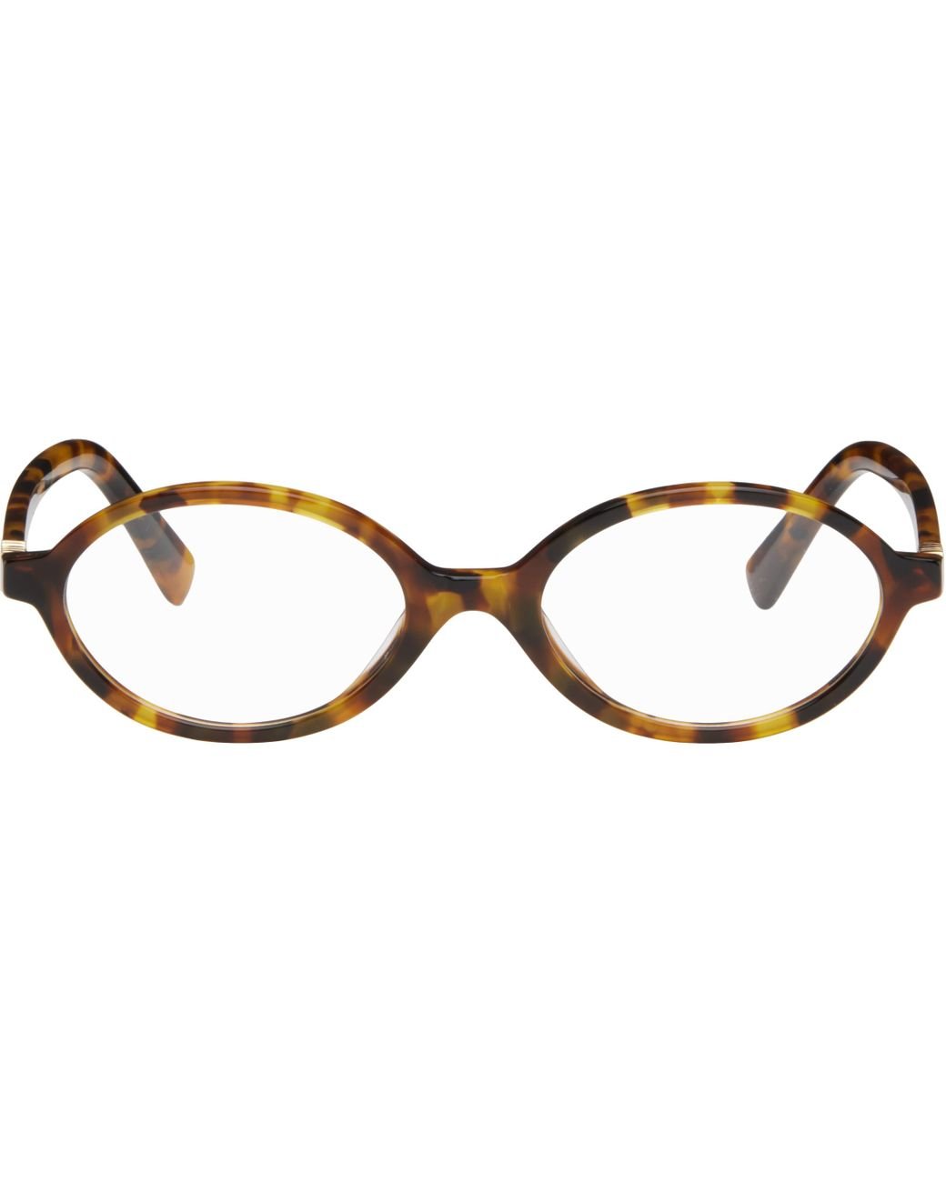 Miu Miu Tortoiseshell Oval Glasses in Black | Lyst UK