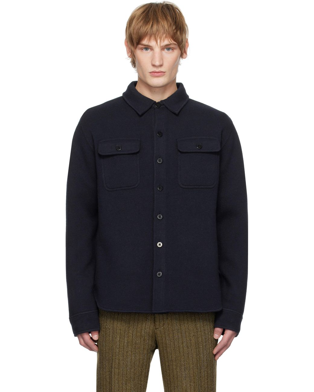 RRL Birdseye Jacquard Wool Work Jacket in Blue for Men | Lyst