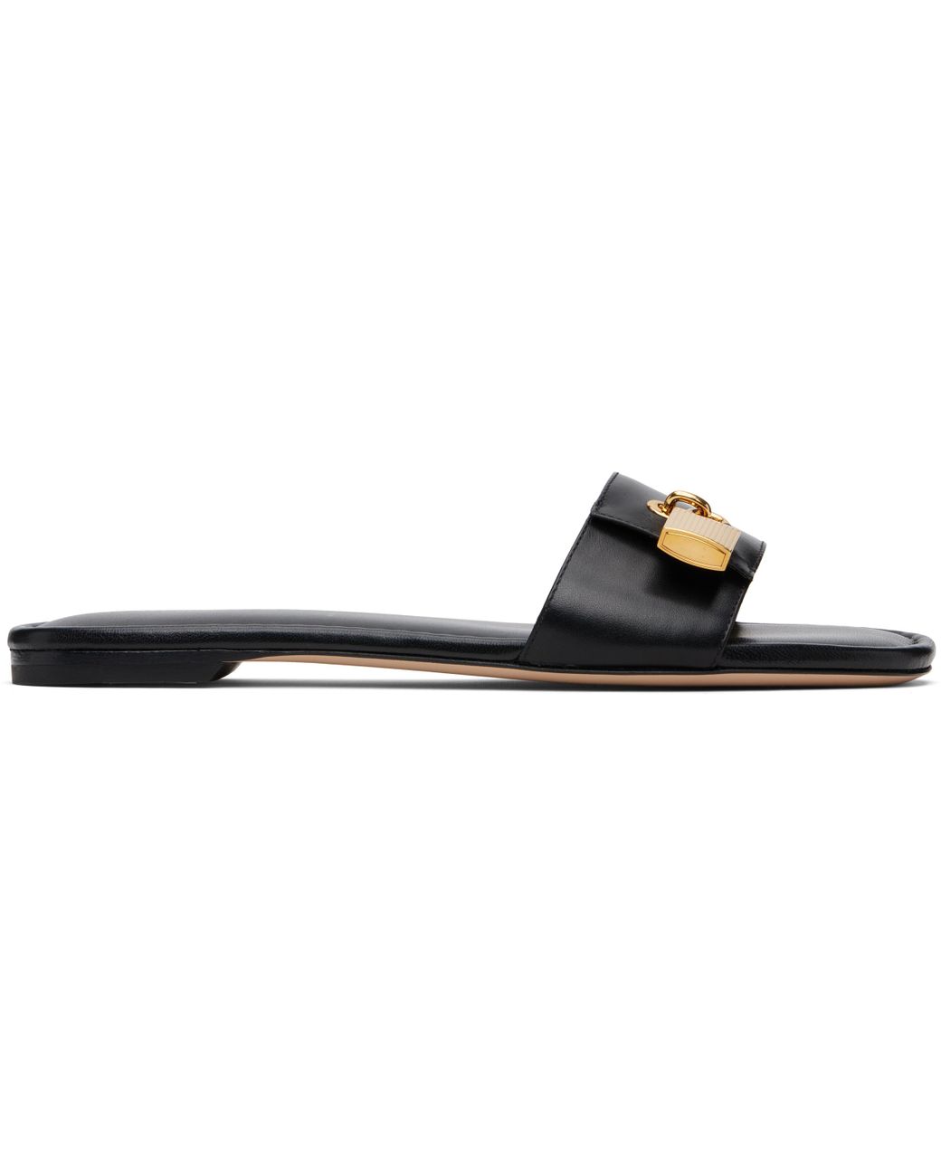 Tom Ford Leather Padlock Slides in Black | Lyst