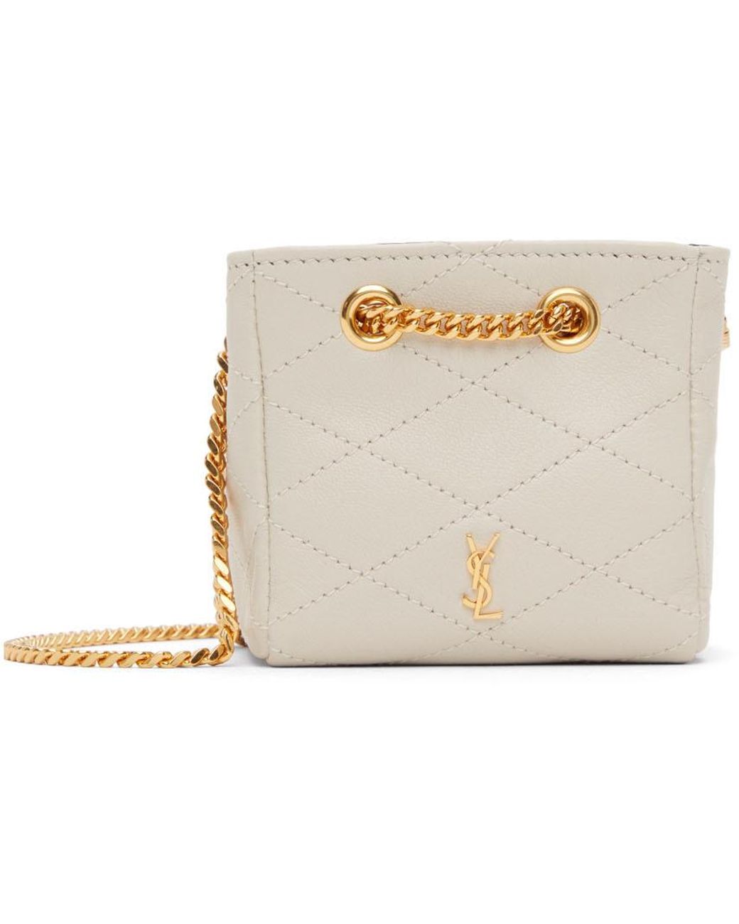 Saint Laurent Off-white Lambskin Quilted Baby Bucket Bag | Lyst