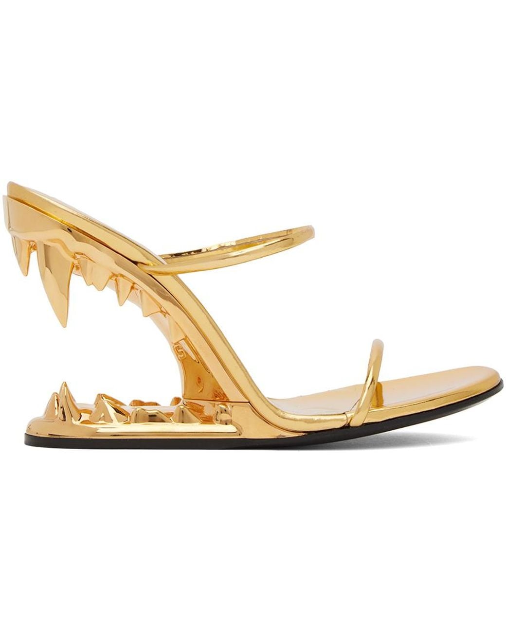 Gcds Gold Morso Heeled Sandals in Black | Lyst