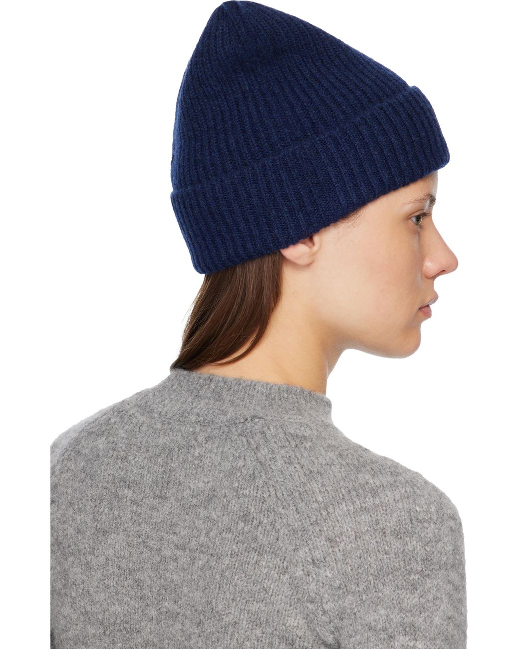 Acne Studios Face Logo Square Beanie in Blue | Lyst UK