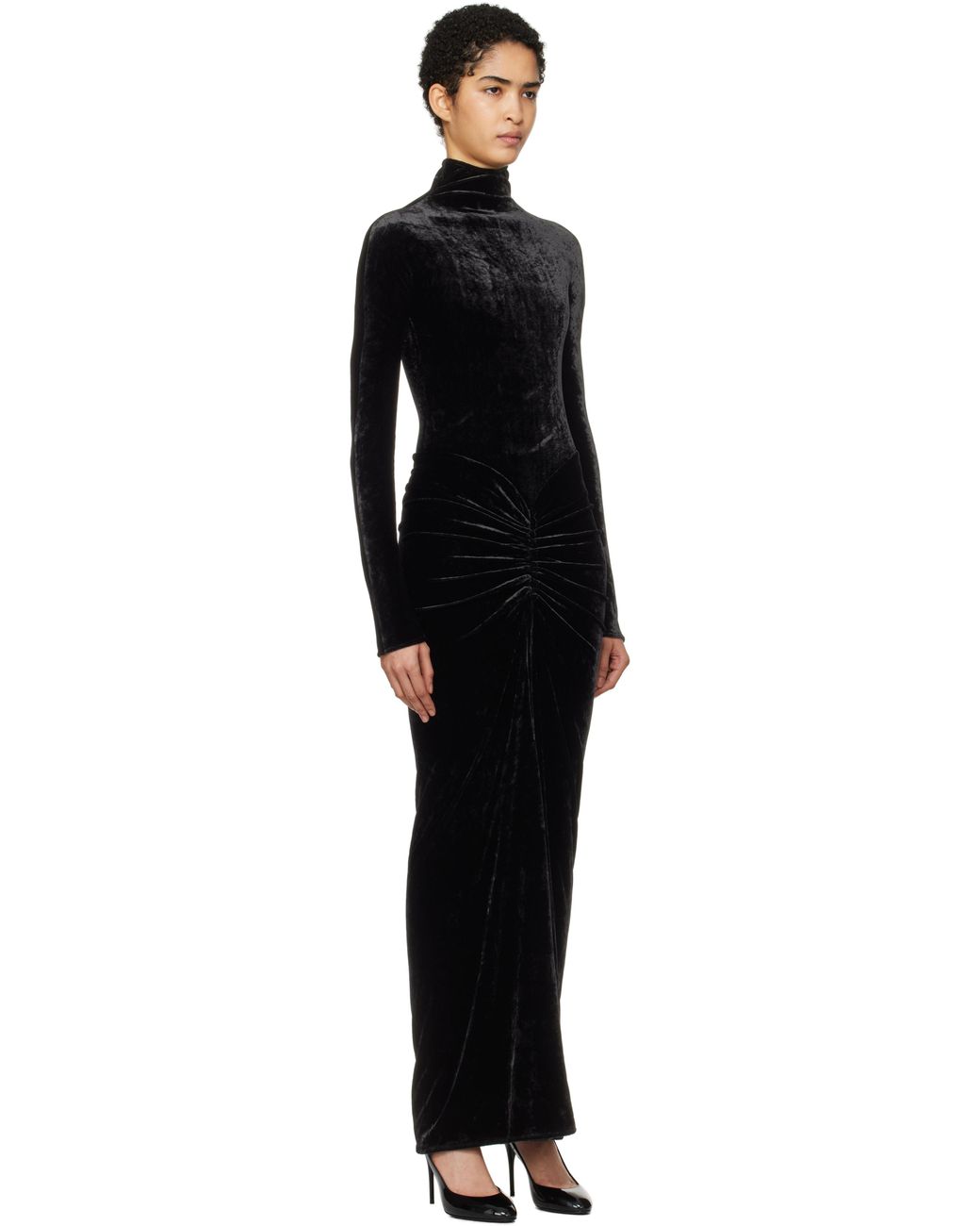 Alaïa Draped Maxi Dress in Black | Lyst
