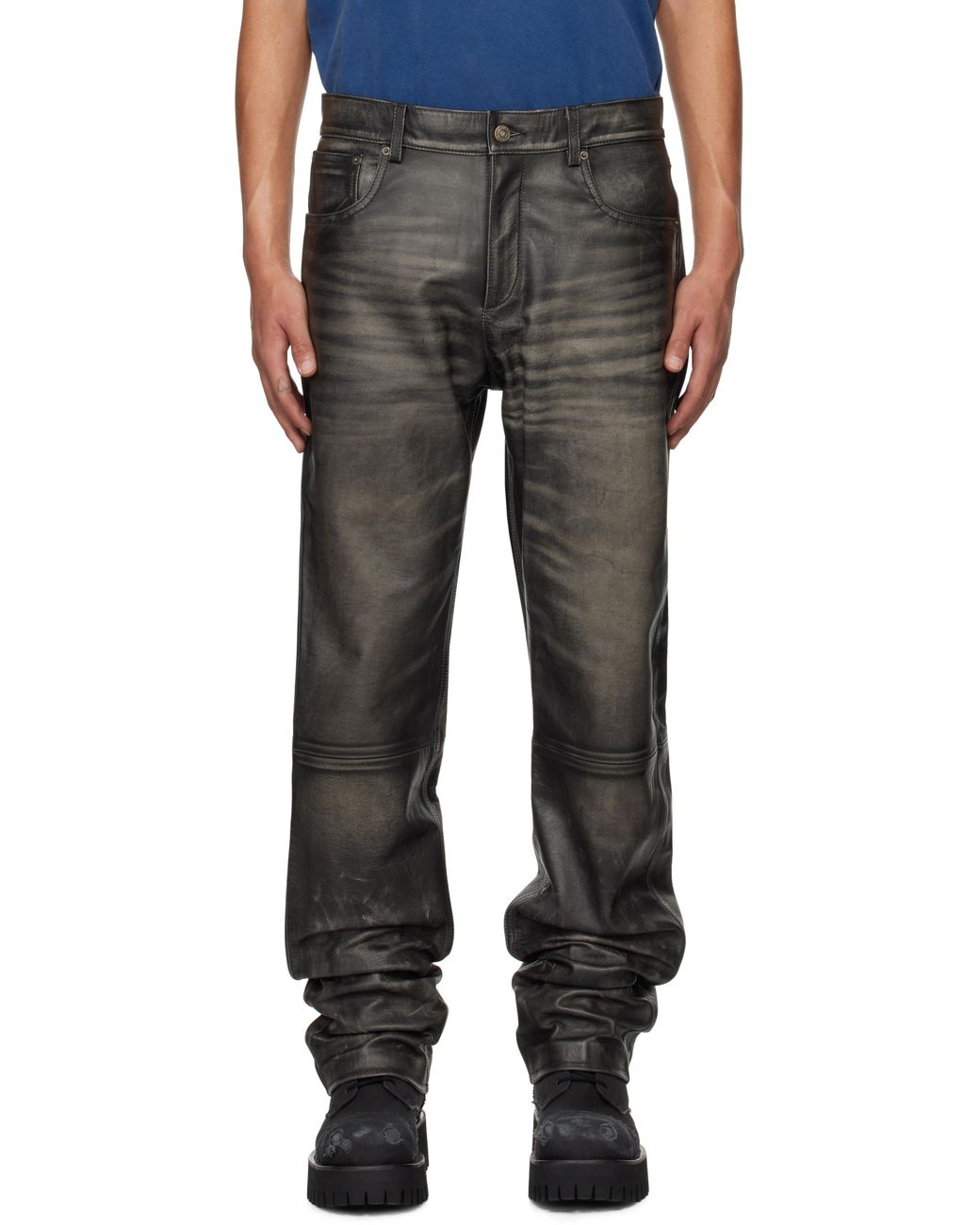 424 Slim-fit Leather Pants in Black for Men | Lyst UK